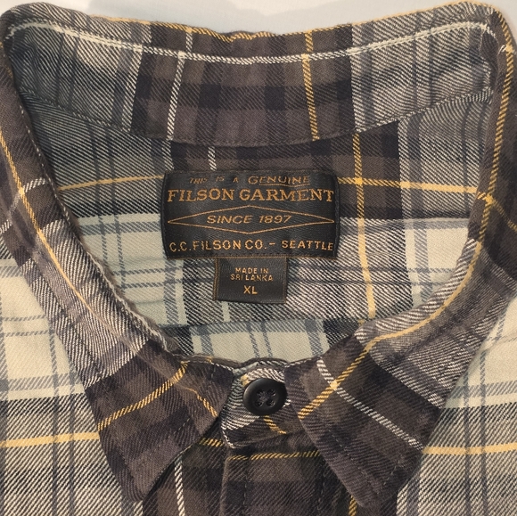 Filson | Shirts | Filson Black And Yellow Plaid Flannel Shirt Sz Xl ...